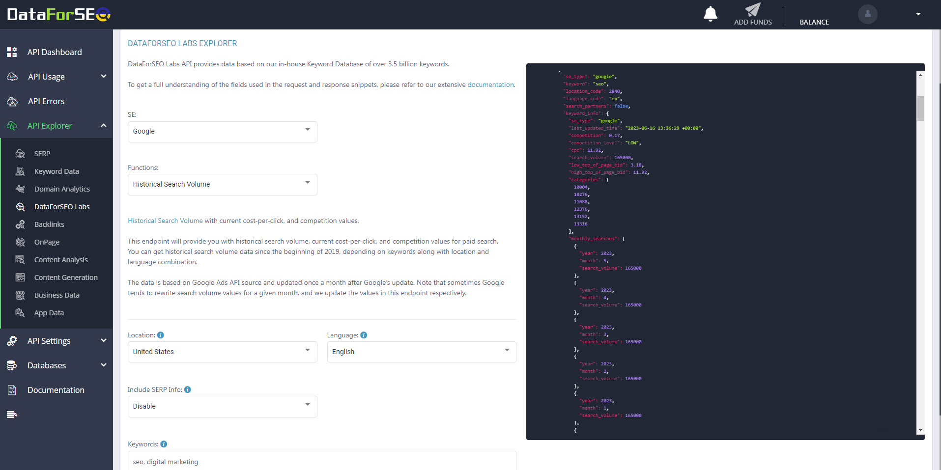 Top 1000 Keywords – DataForSEO